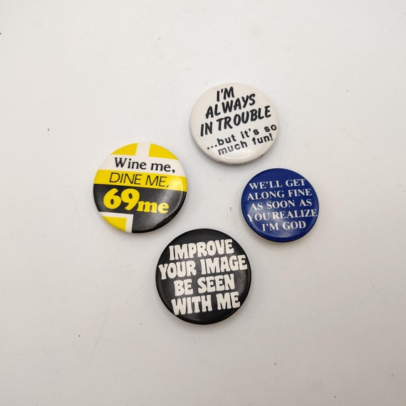 1970s/80s Collection of Vintage Funny Statement Butto… - Gem