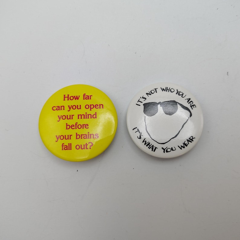 1970s/80s Collection of 4 Funny Humor Statement Pinback Buttons Back ...