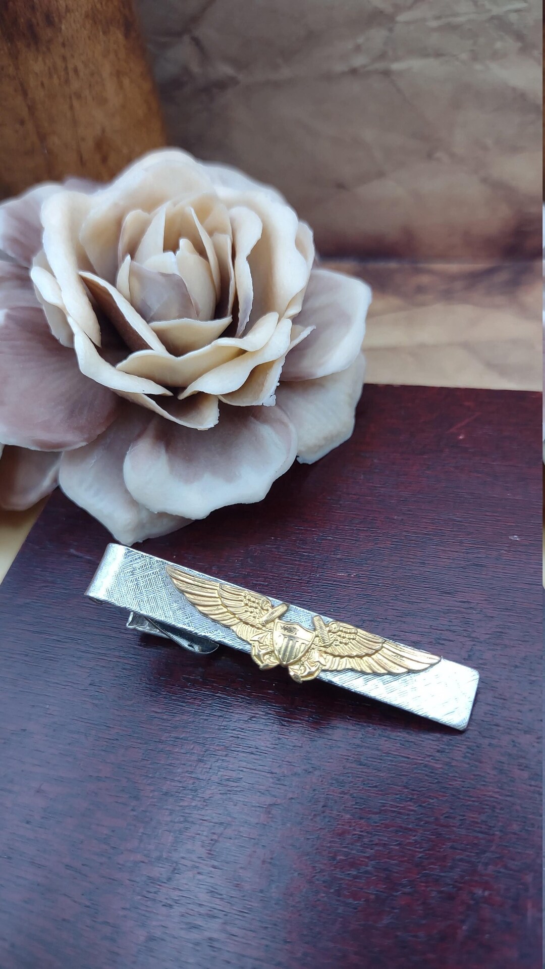 Navy- Aviator- Two Tone Tie Clip- Navy Tie Bar- Vintage Tie Bar- Naval ...