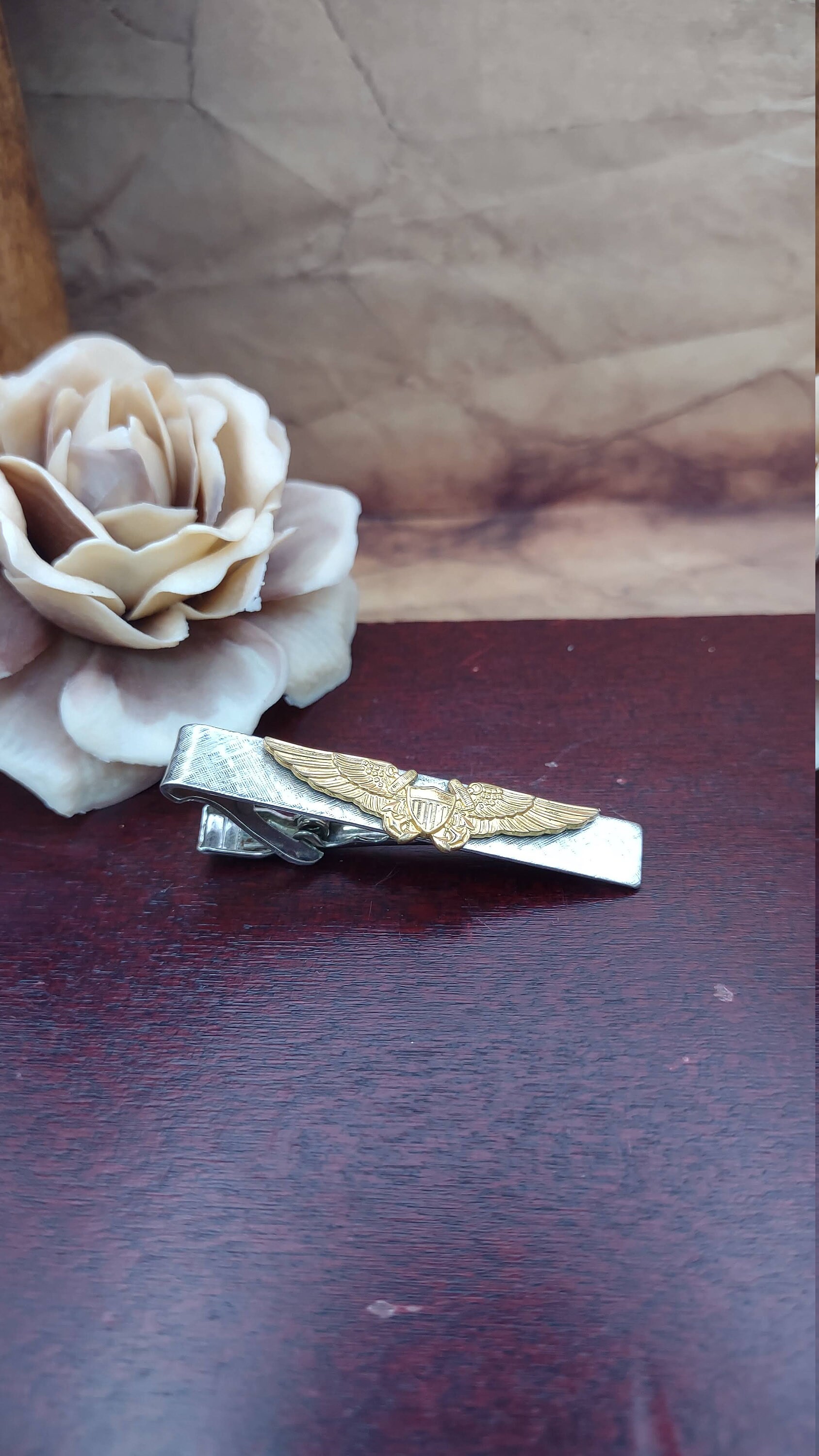 Navy Aviator Two Tone Tie Clip Navy Tie Bar Vintage Tie Bar Naval ...