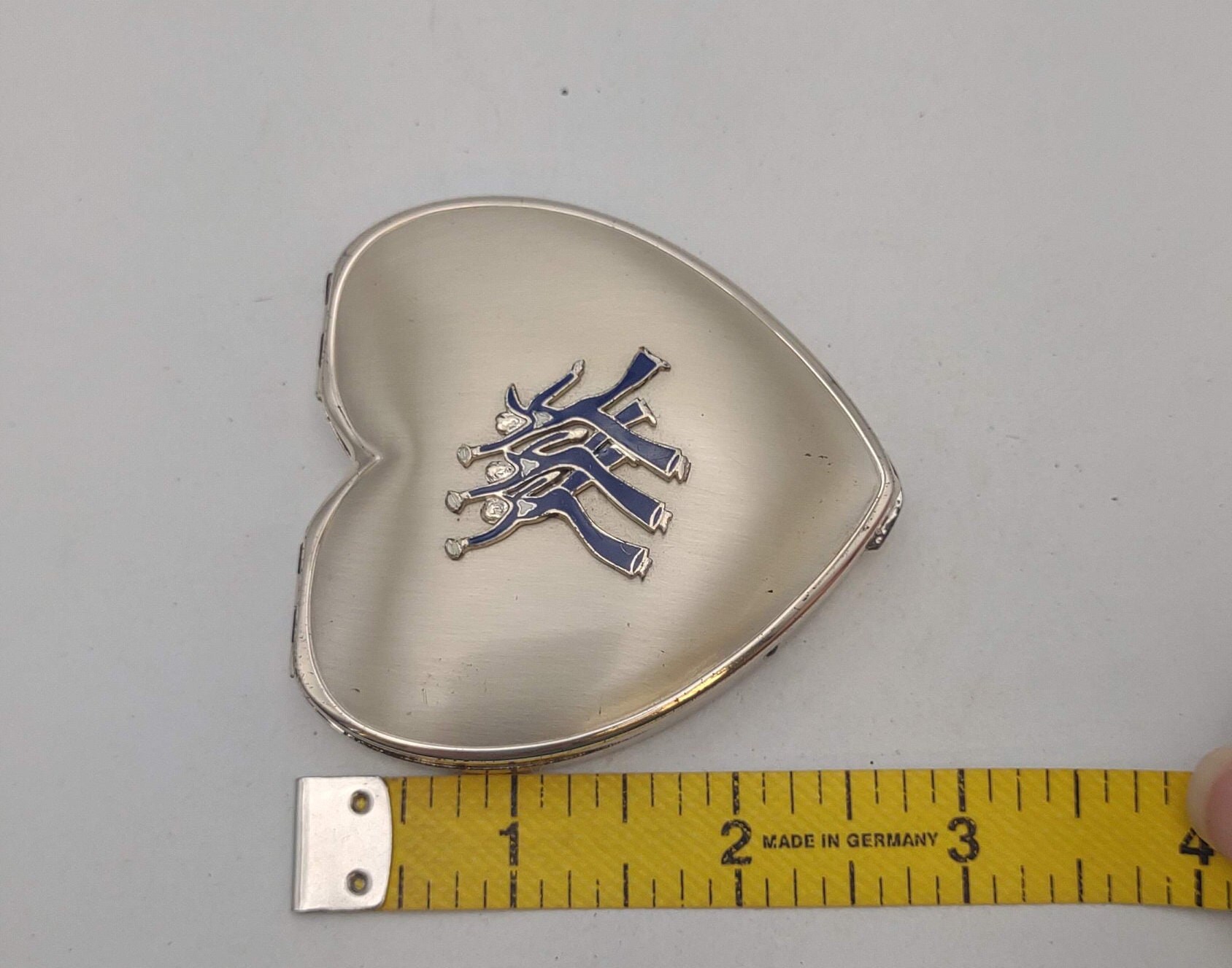 WWII Era 1940s Hingeco Sterling Silver Heart Shaped Sweetheart Compact ...