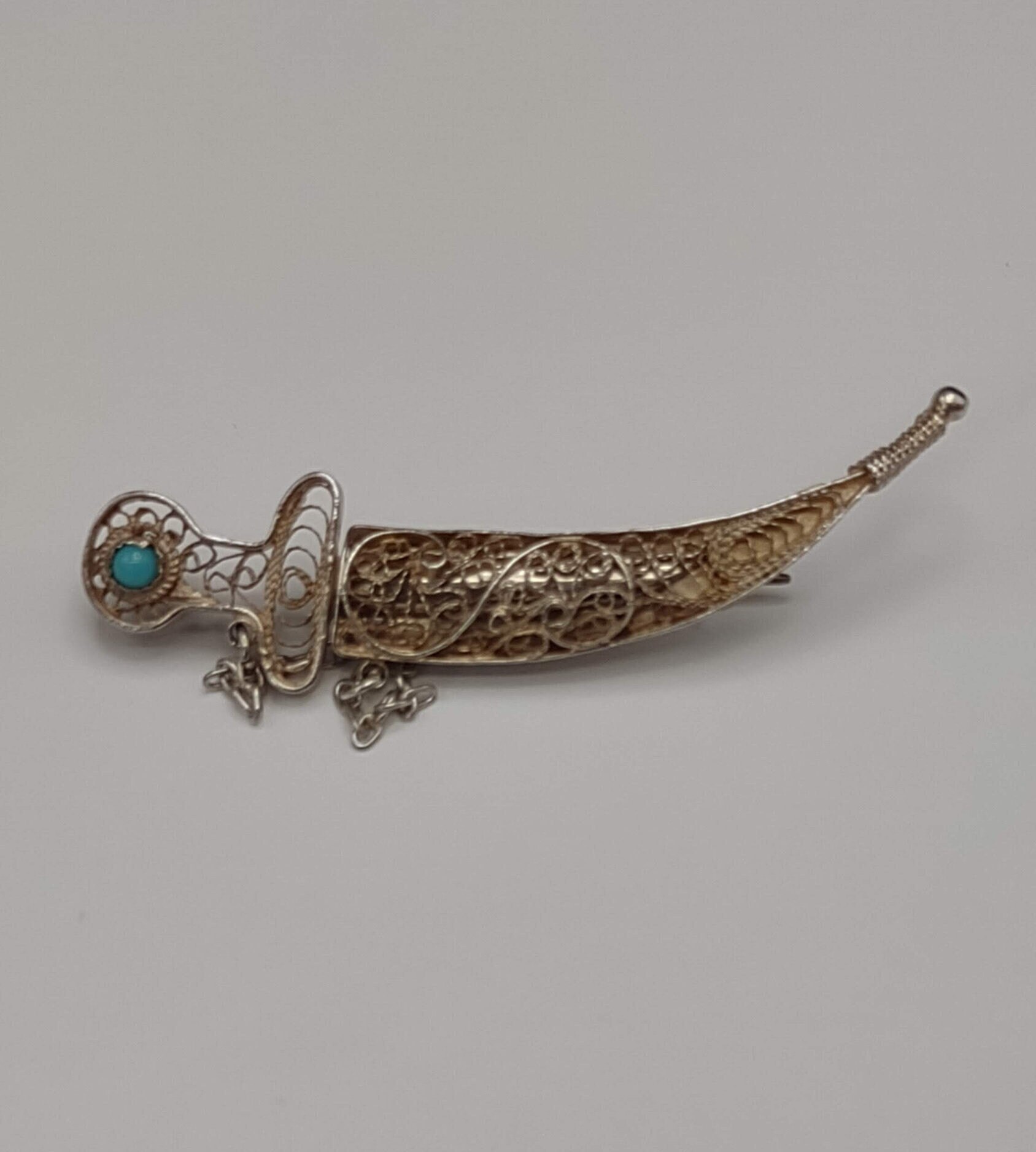 925 Silver Dagger and Sheath Sword Pin Filigree Dagger in Sheath Pin ...
