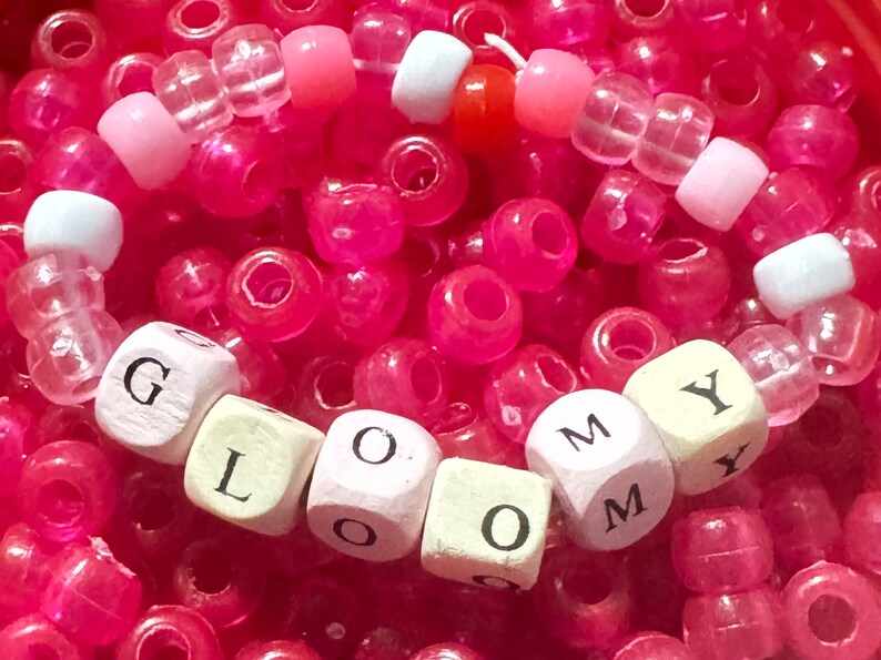 READ DESC Cute Pink Kandi Bracelets Wood Letter Beads Kawaii Cutecore ...