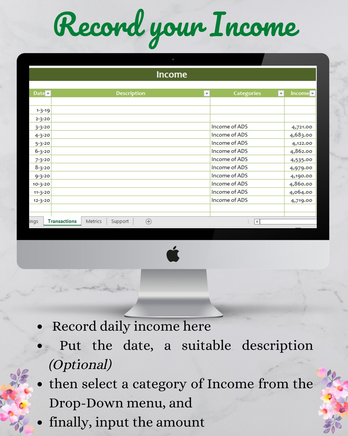 Profit and Loss or Income and Expense Tracker Template for Personal and ...