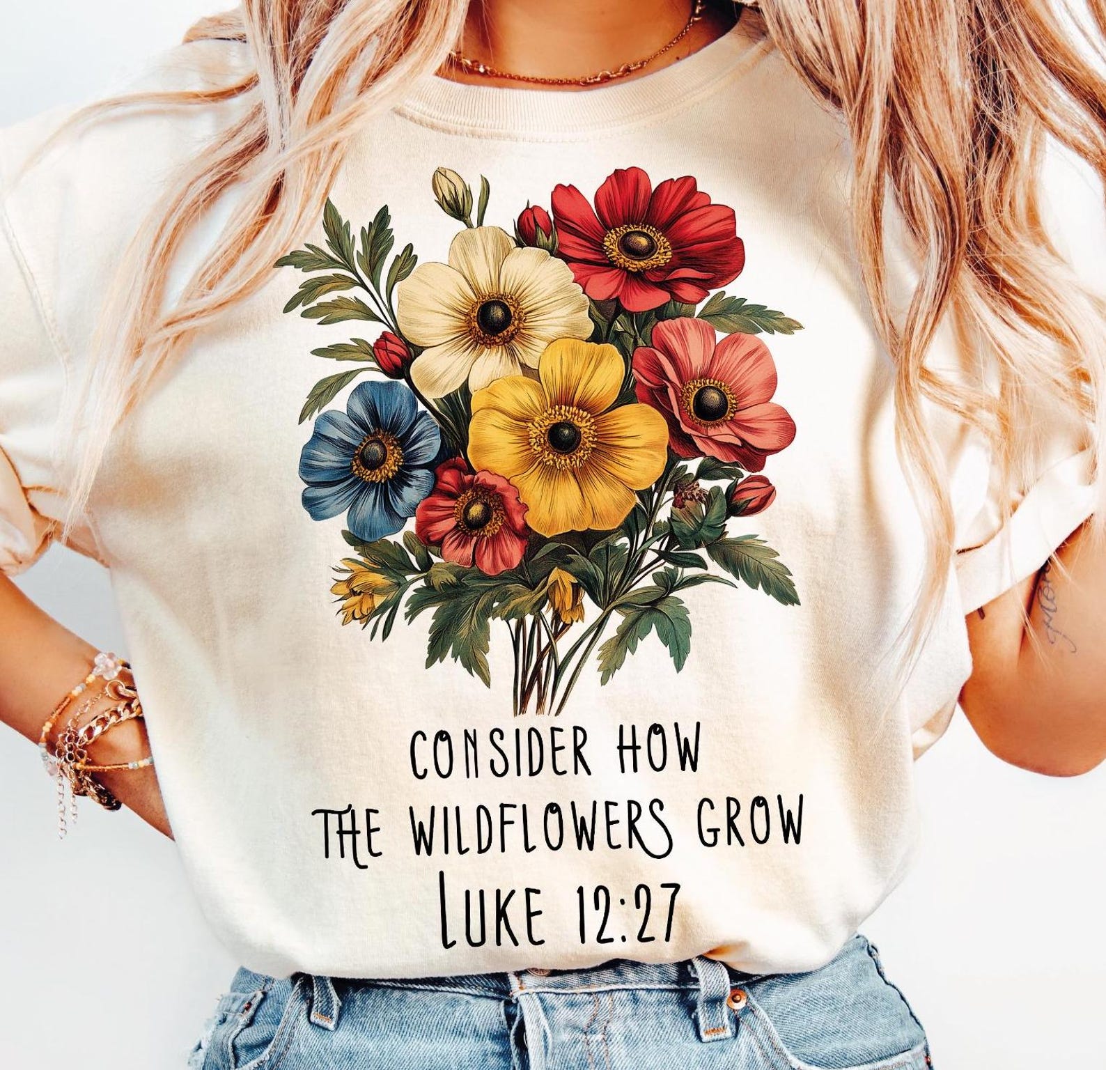 Consider How the Wildflowers Grow Png, Vintage Floral Christian PNG ...