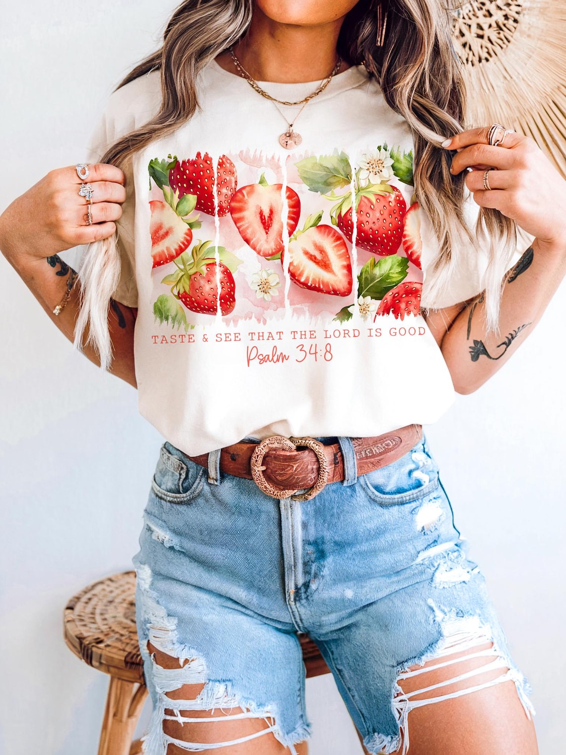 Strawberry Taste and See Floral Png, Bible Verse Png, Christian Png, Inspirational Png ...
