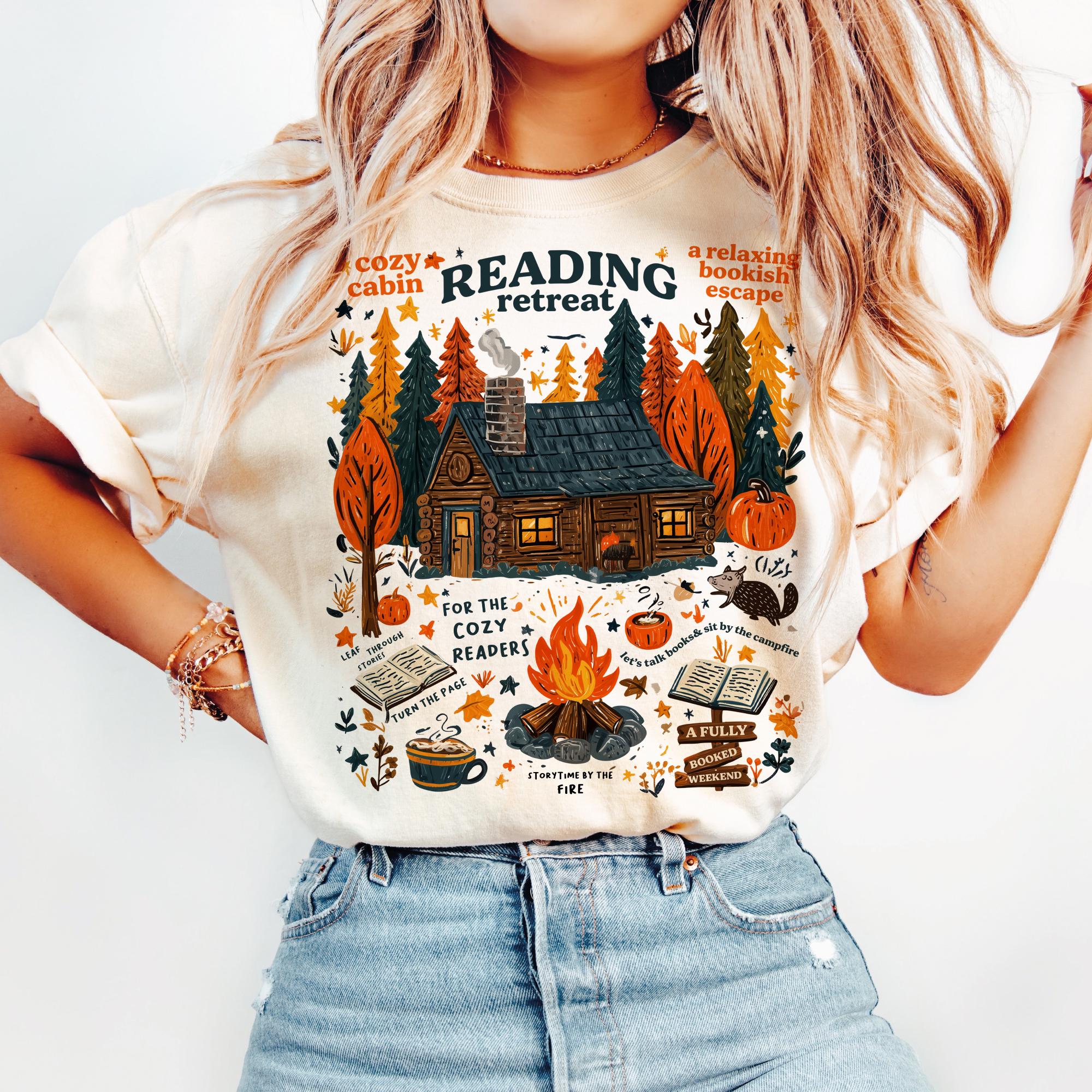 Cozy Cabin Reading Retreat Png, Fall Bookish Png, Book Lover Png ...