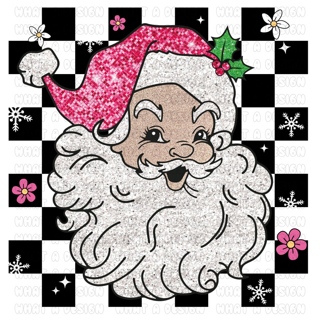 Checkered Santa Claus Png, Retro Santa PNG, Merry Christmas Png, Retro Christmas Png, Christmas ...
