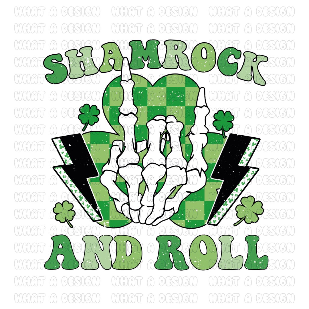 Shamrock and Roll PNG, St. Patricks Day Sublimation, Retro Groovy St ...