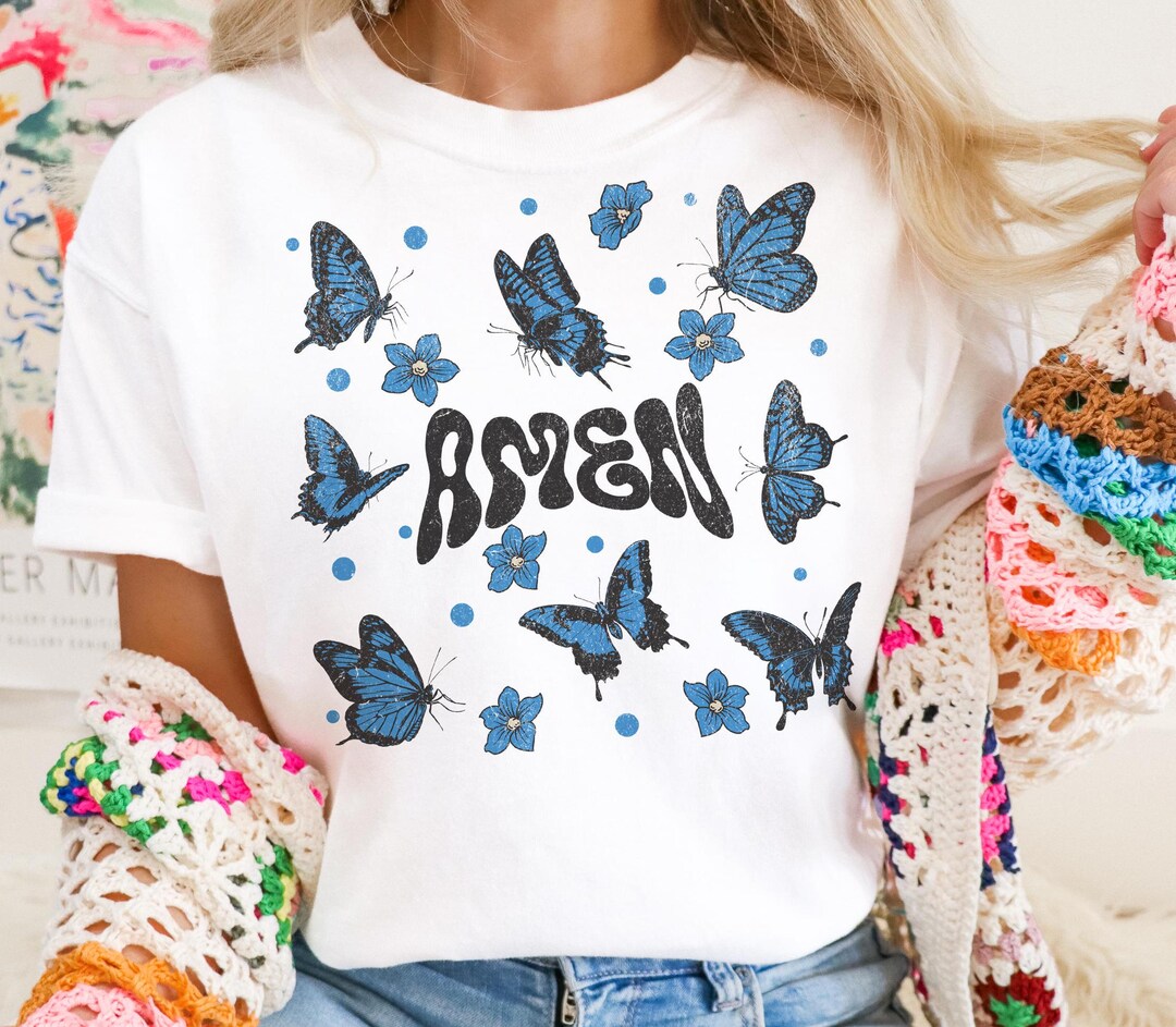 Floral Butterfly Amen PNG, Retro Amen Png, Preppy Easter Png, Amen Png ...