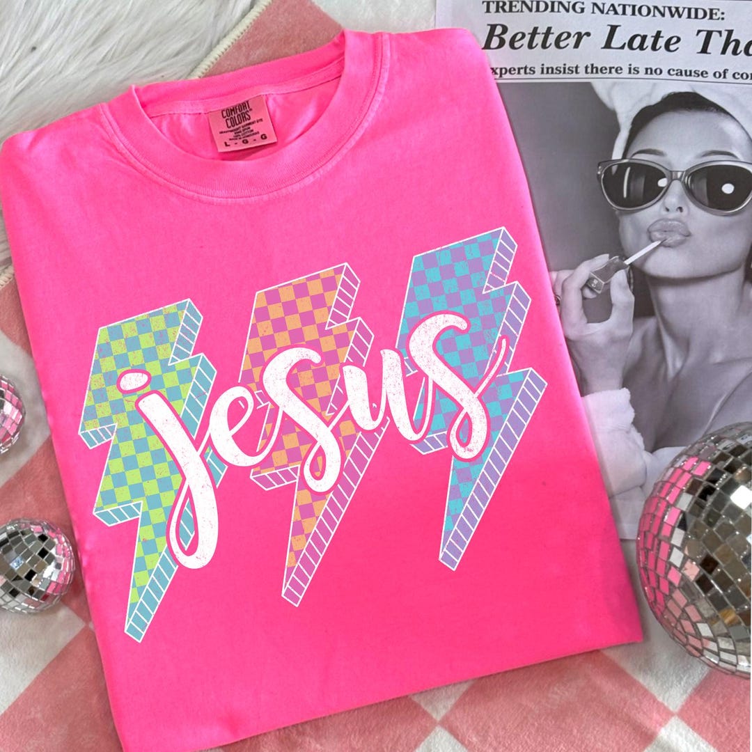 Lightning Checkered Jesus PNG, Christian Lightning Bolt PNG, Bright ...
