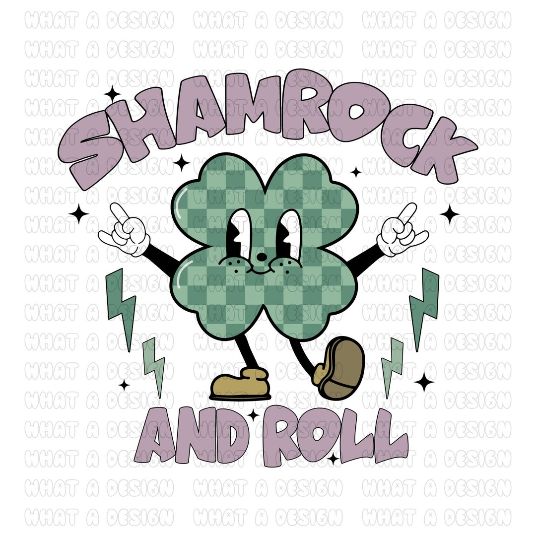 Shamrock and Roll PNG, St. Patricks Day Sublimation, Retro Groovy St ...