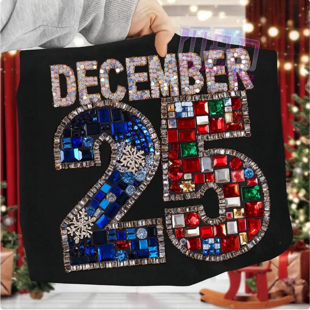 Retro Rhinestone December 25 PNG, Crystal Mosaic Christmas Numbers ...