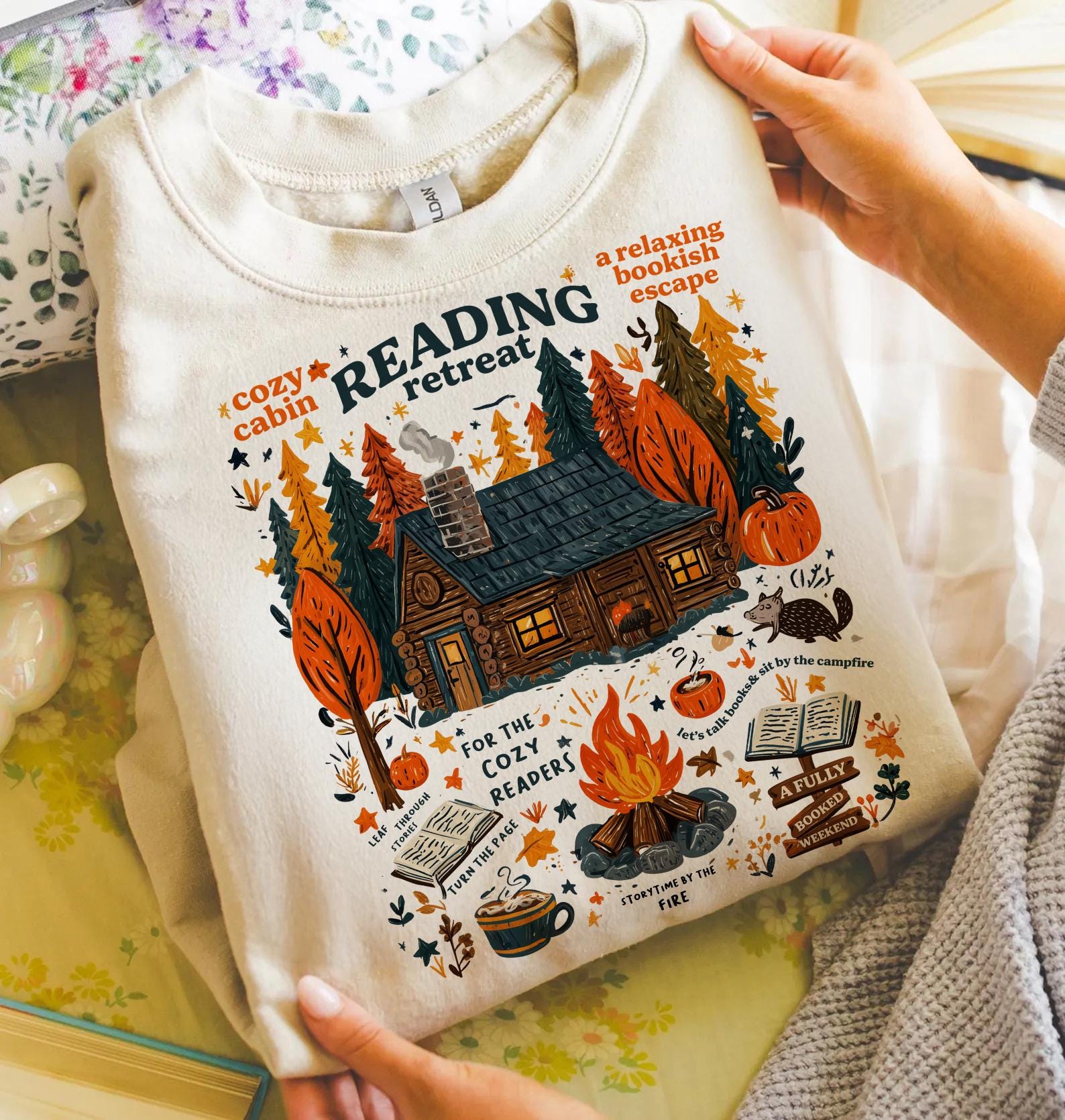 Cozy Cabin Reading Retreat Png, Fall Bookish Png, Book Lover Png ...