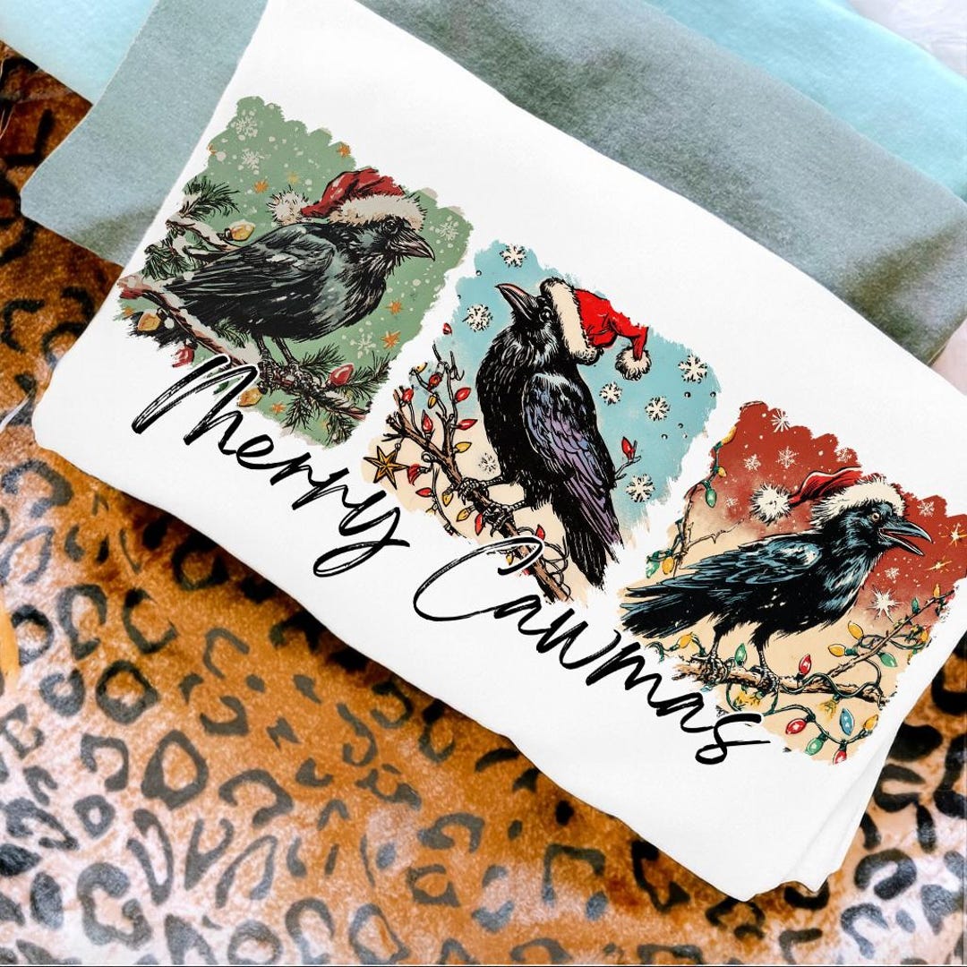 Merry Cawmas PNG, Funny Crow Christmas Png, Raven Santa Hat PNG ...