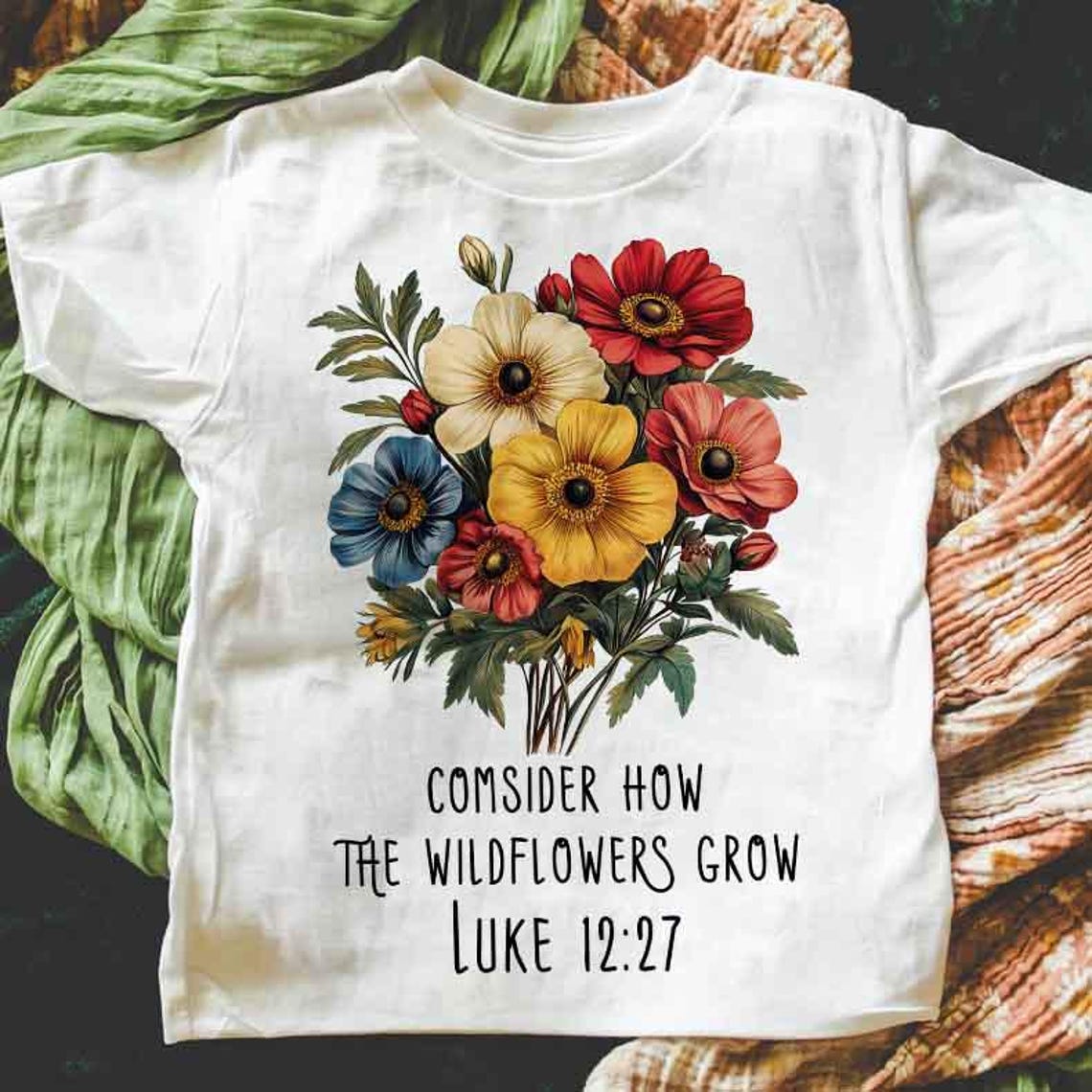Consider How the Wildflowers Grow Png, Vintage Floral Christian PNG ...