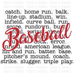 Baseball Png, Baseball Typography Word PNG, Baseball Lover Gift ...