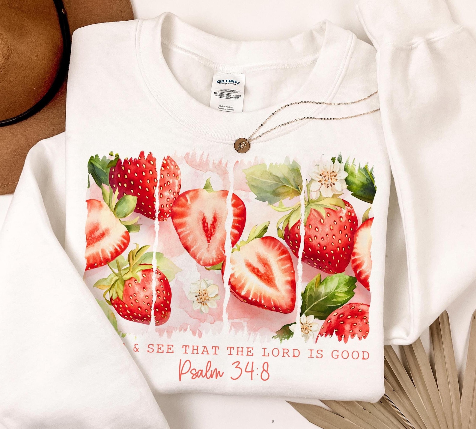 Strawberry Taste and See Floral Png, Bible Verse Png, Christian Png ...