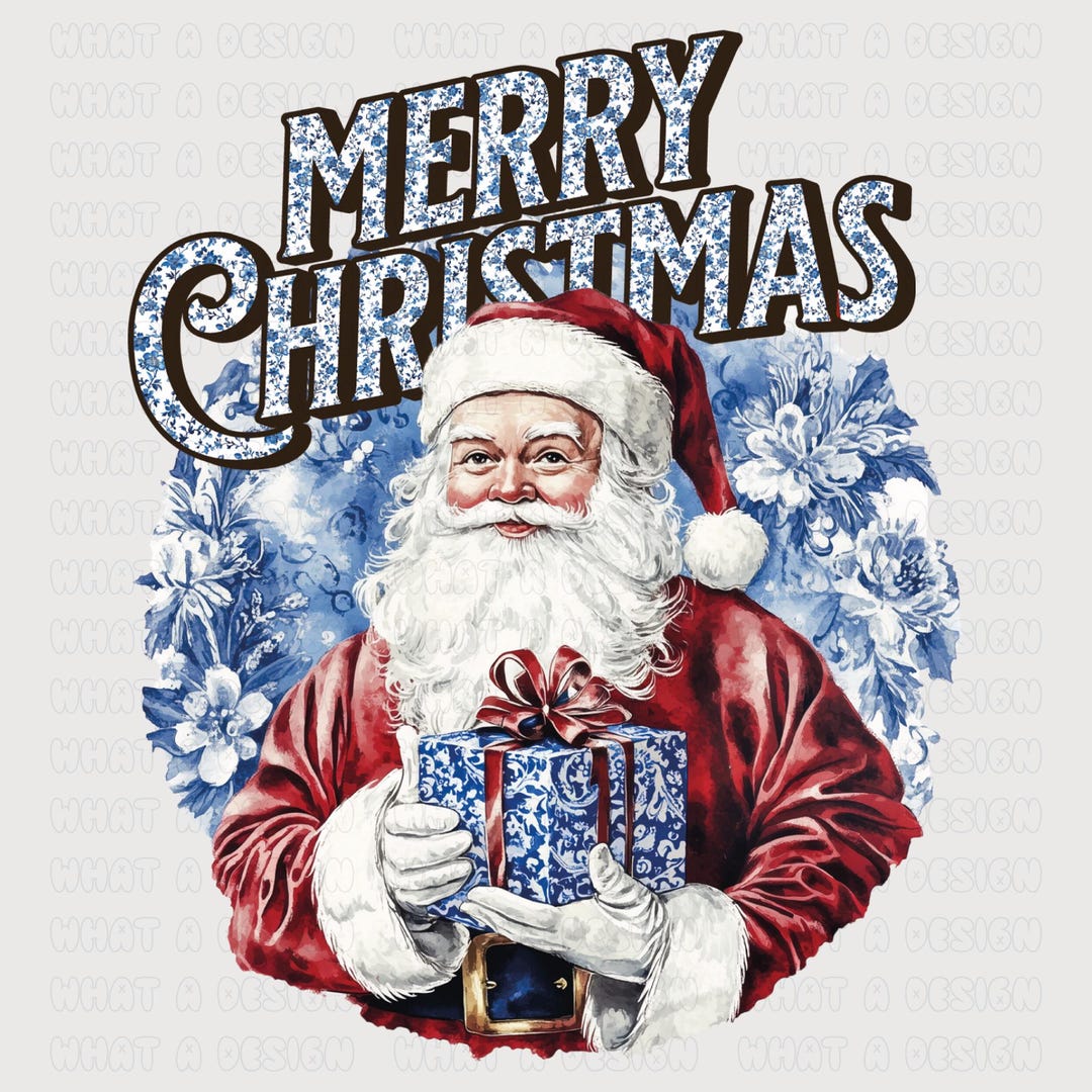 Chinoiserie Christmas Santa Png, Grand Millennial Christmas Png ...