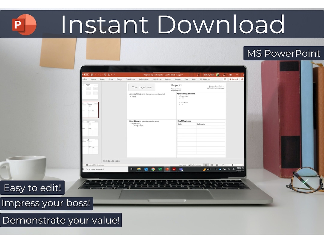 Digital Project Progress Report Template | MS Powerpoint Template ...