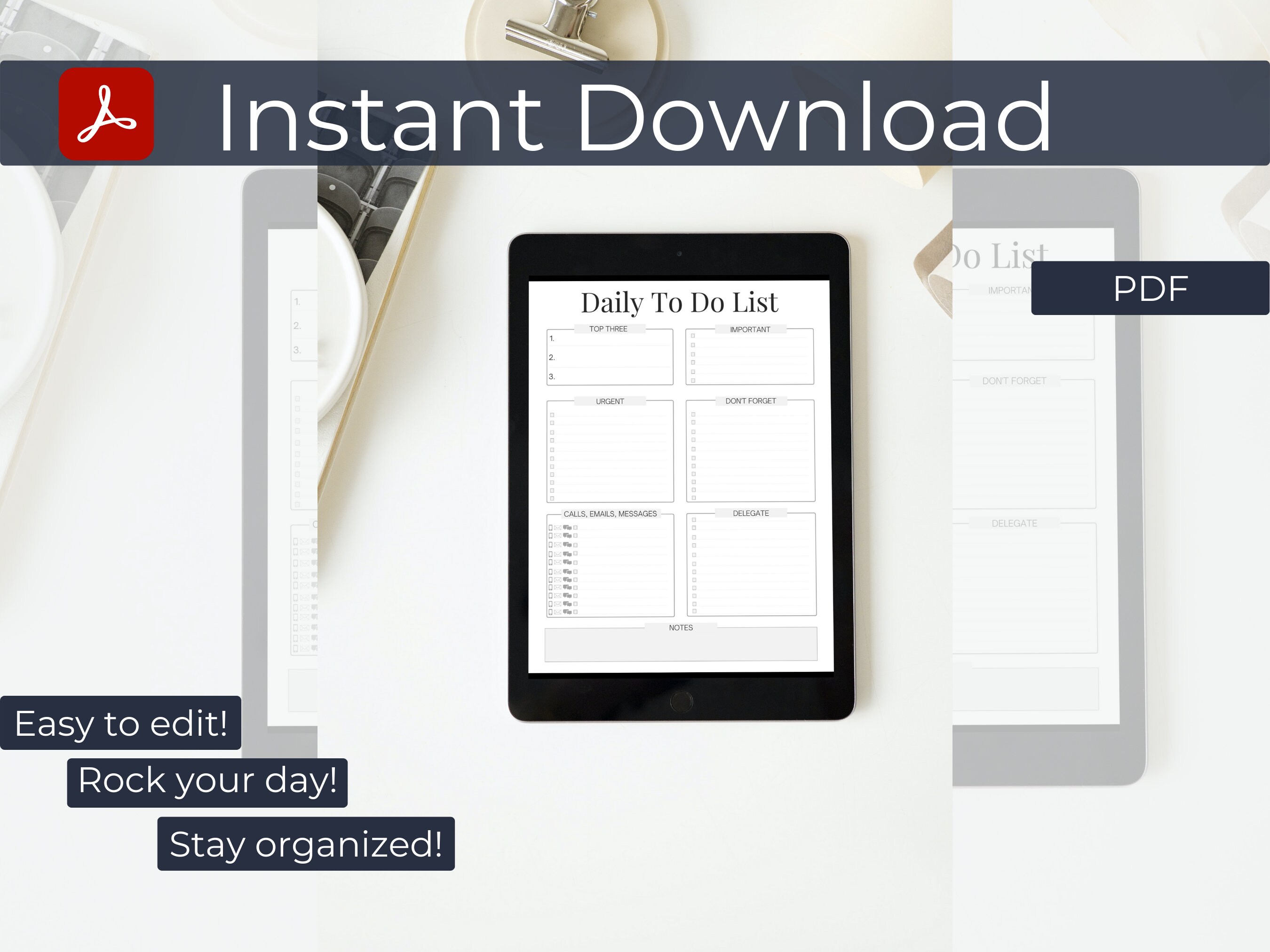 Digital to Do List Template | PDF Template | Daily to Do | Action ...