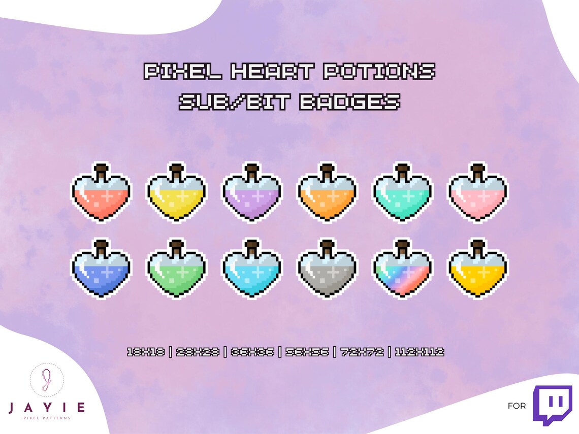 Pixel Heart Potions: Twitch Sub Badges (digital Download) - Etsy
