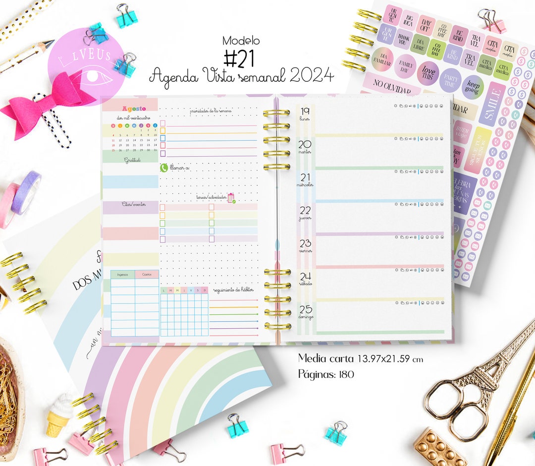 Weekly 2024 Agenda, Printable Weekly Planner, 2024 Digital Agenda ...
