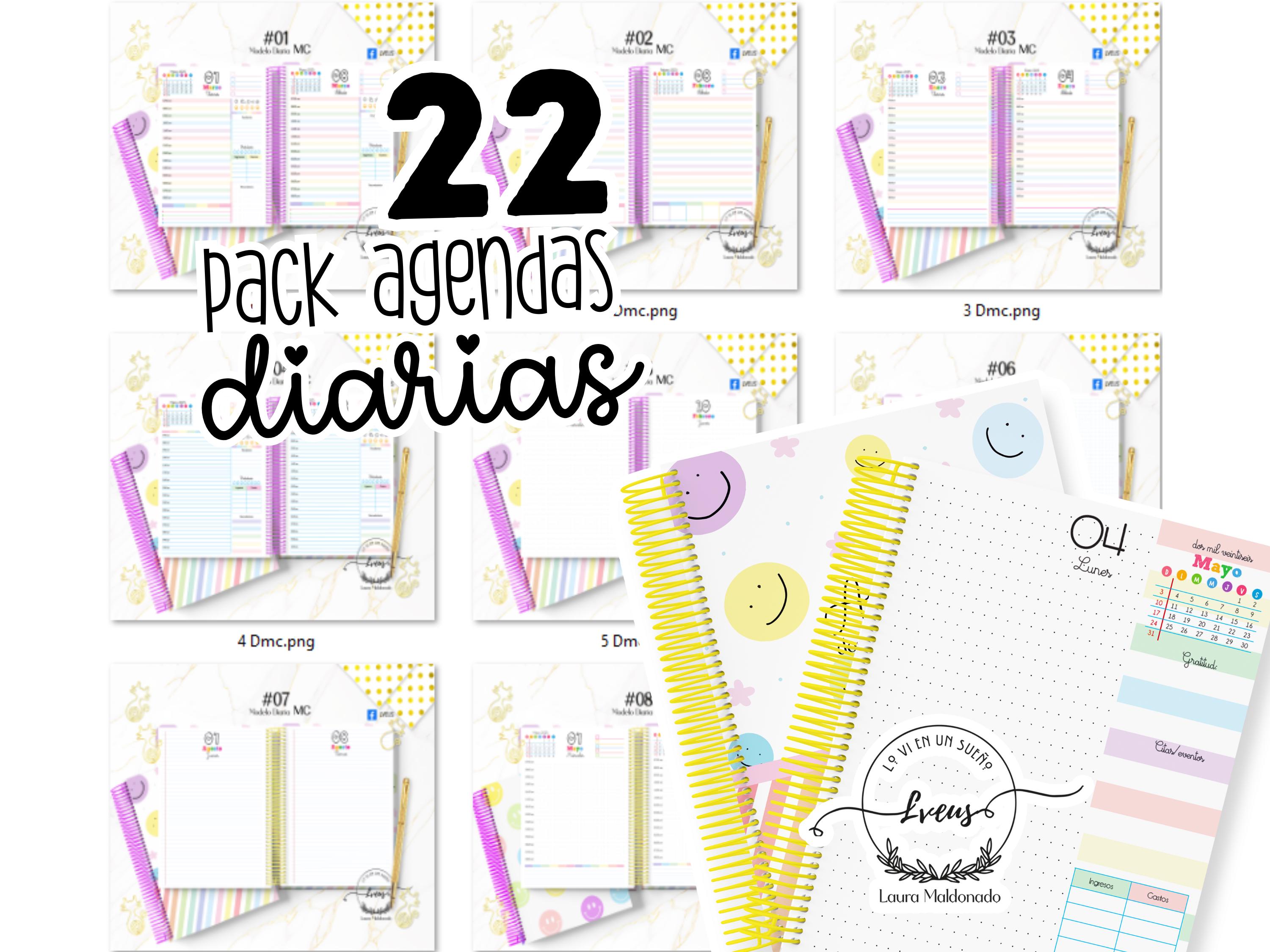 Mega Pack 22 Agendas Imprimibles – Media Carta, Coloridas y Listas para ...