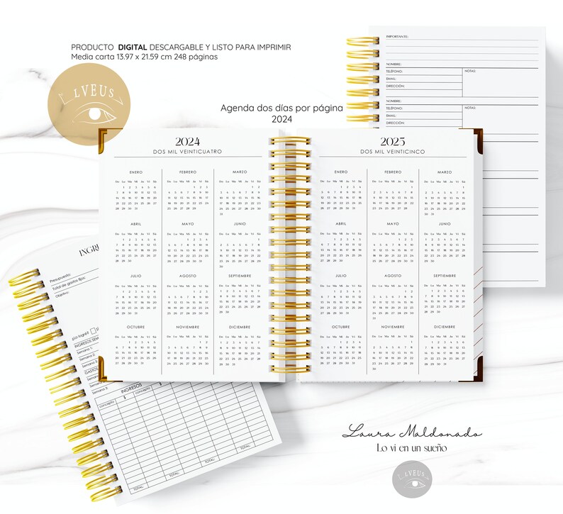Agenda 2024, Digital Agenda, 2024 Planner, Planner Two Days per Page ...