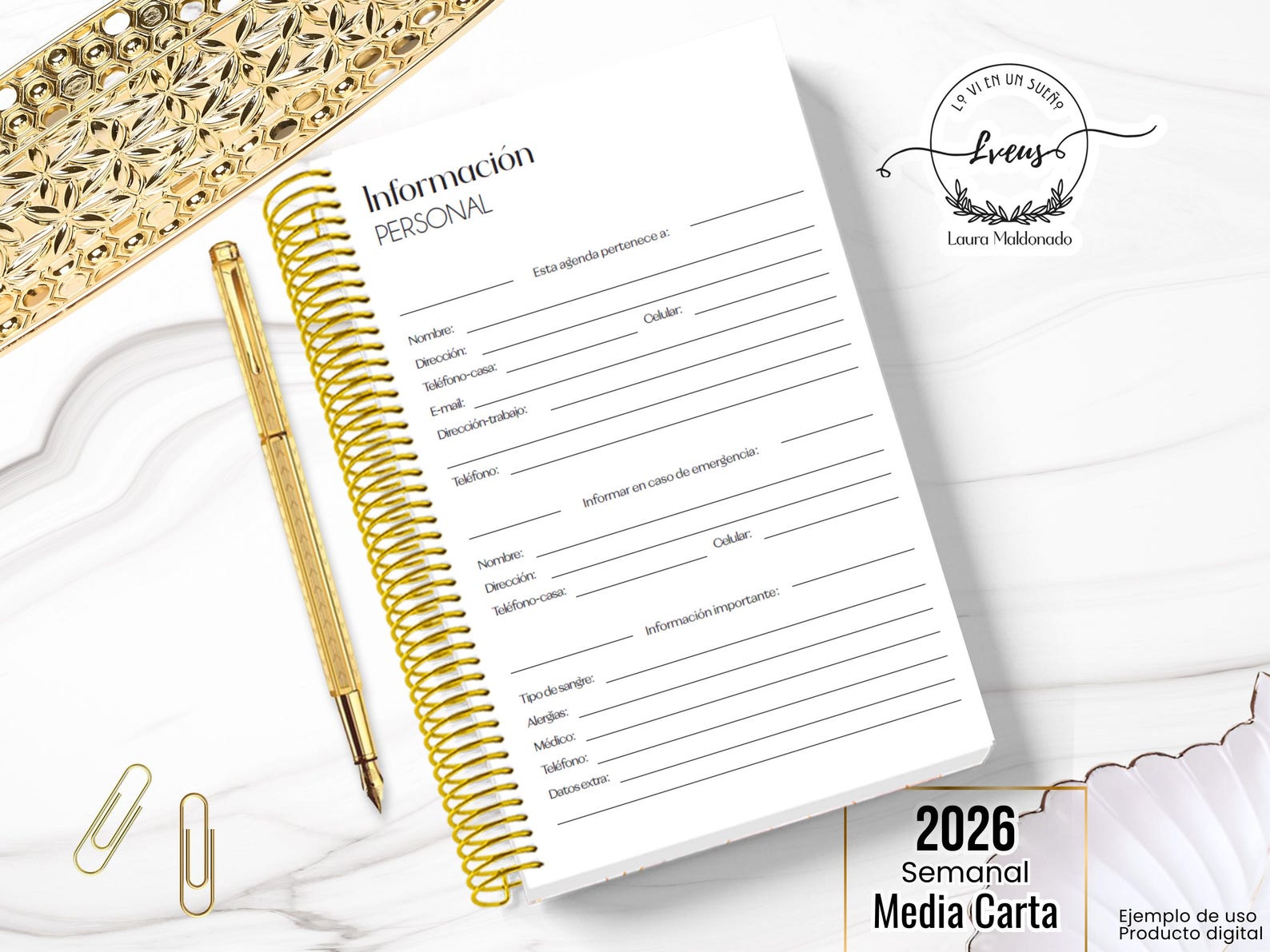 Elegant 2026 Planner, Formal Printable PDF Weekly Planner, 2026 Planner ...