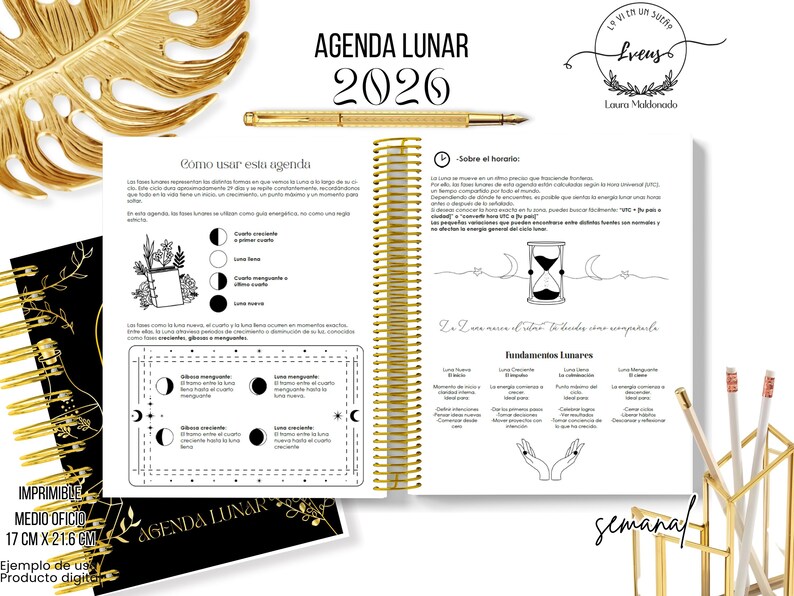 Spiritual Lunar Planner 2026 | Lunar Planner With Moon Phases ...