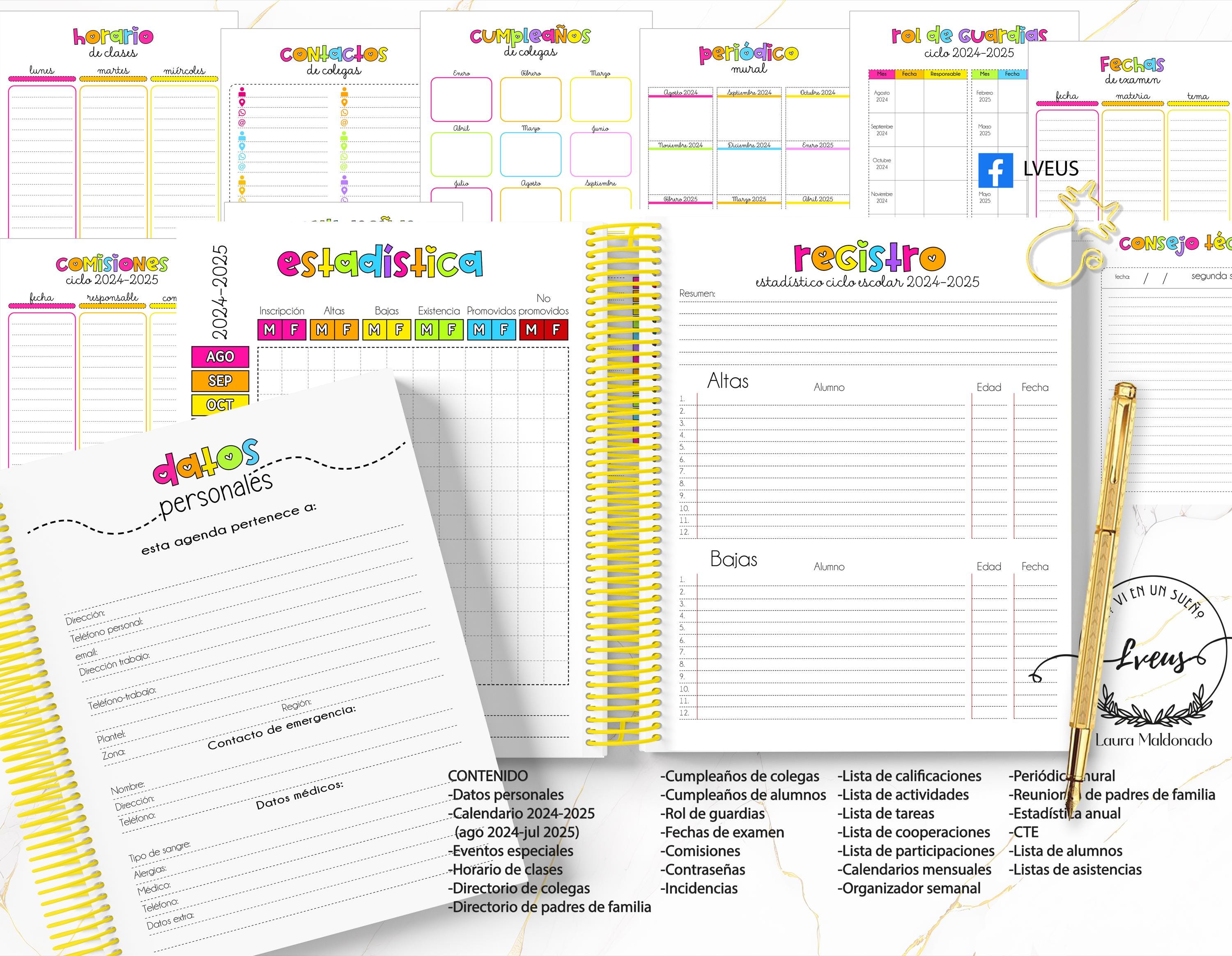 PACK Agendas DOCENTES agosto 2025- julio 2026 imprimibles en pdf ...