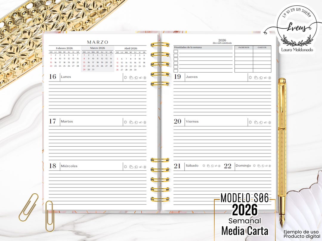 Elegant 2026 Planner, Formal Printable PDF Weekly Planner, 2026 Planner ...