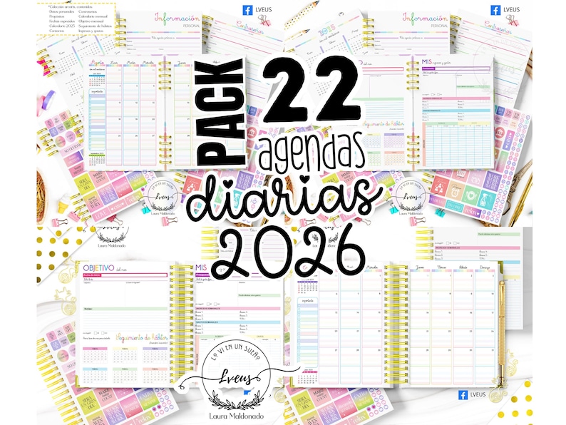 Mega Pack 22 Agendas Imprimibles – Media Carta, Coloridas y Listas para ...