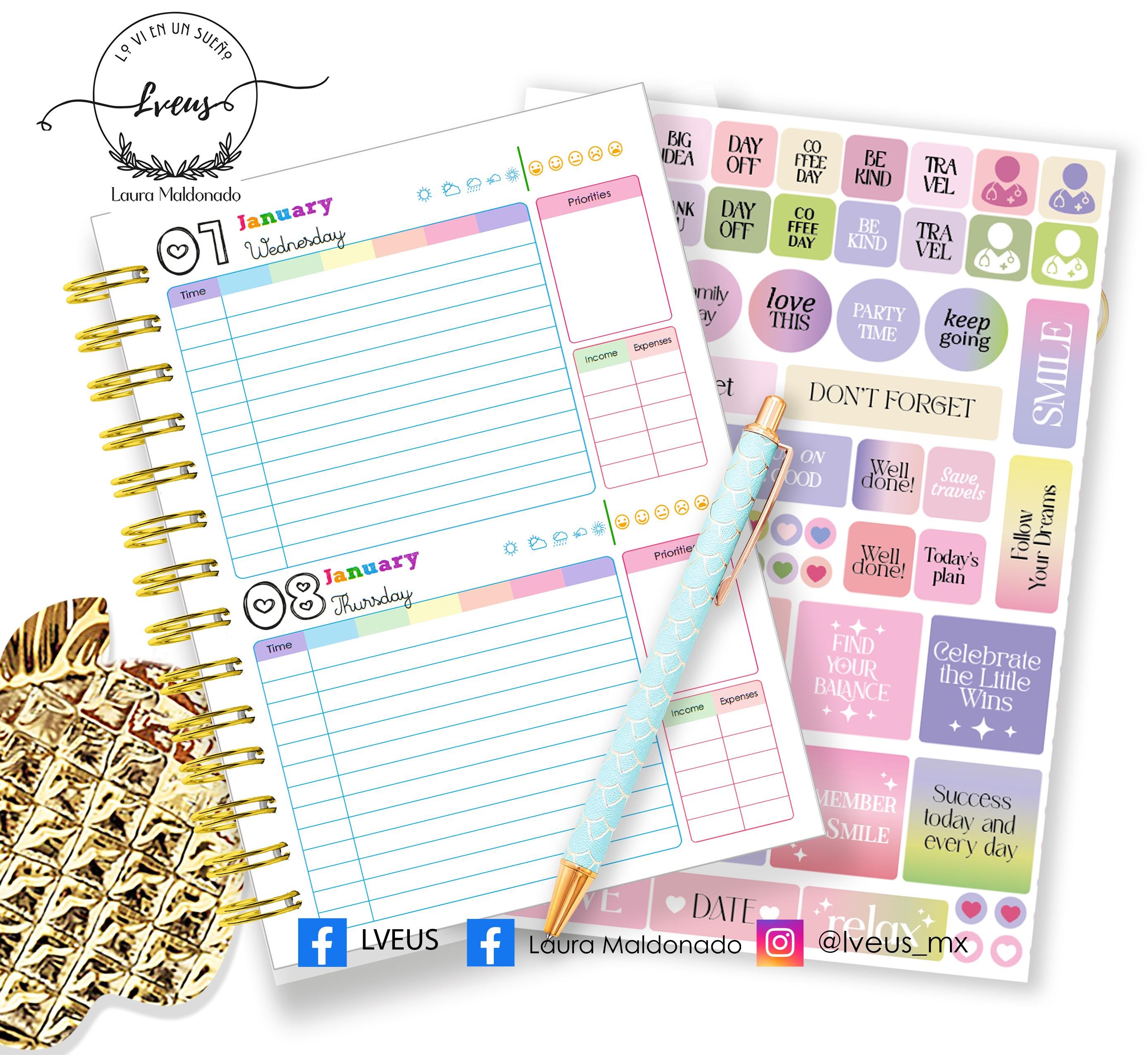 2026 Planner English – Printable Agenda PDF, Colorful Planner Template ...