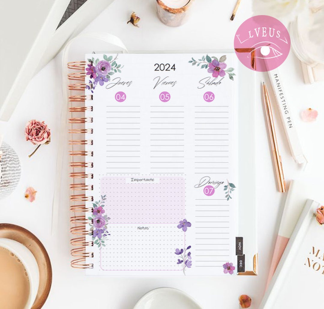 AGENDA 2024 Flower Agenda, Floral Agenda, Printable Half-letter PDF ...