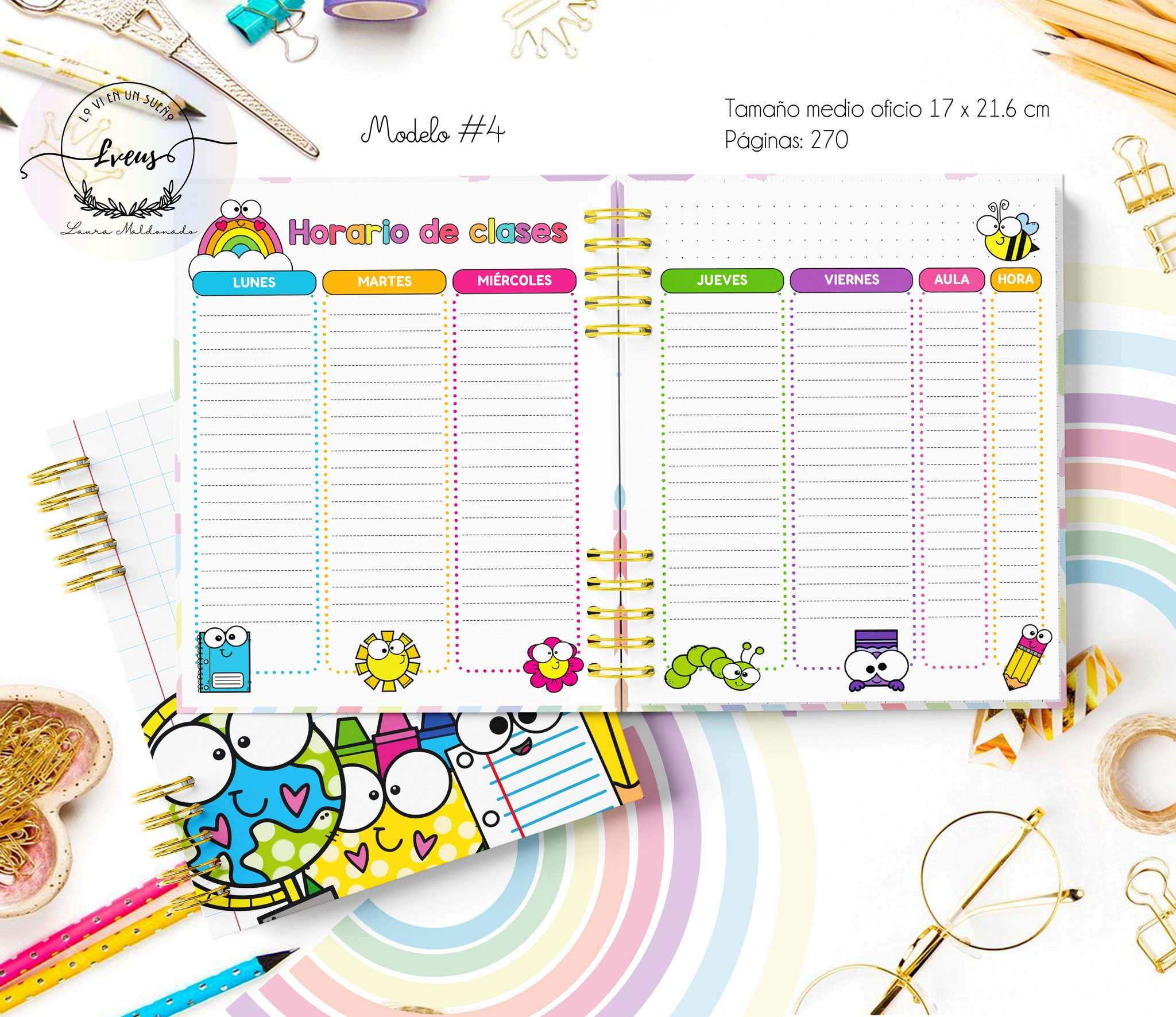 AGENDA DOCENTE 2024-2025 medio oficio archivo imprimible pdf COLORIDA ...