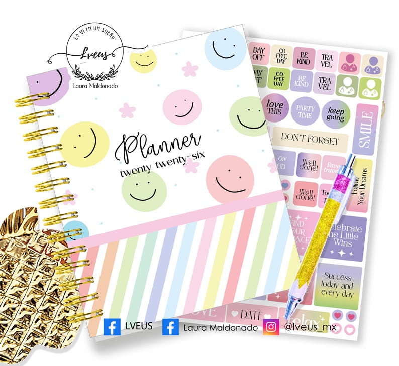 2026 Daily Planner in English – Printable Agenda PDF, Colorful Planner ...