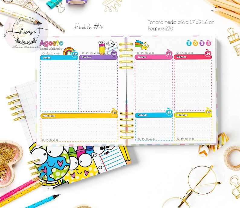 AGENDA DOCENTE 2025-2026 medio oficio archivo imprimible pdf COLORIDA ...