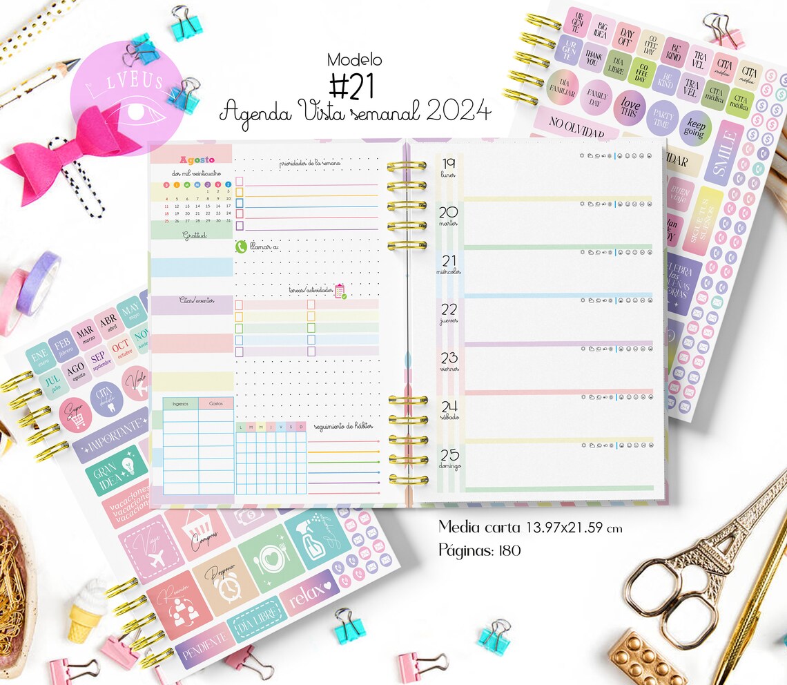Weekly 2024 Agenda, Printable Weekly Planner, 2024 Digital Agenda ...