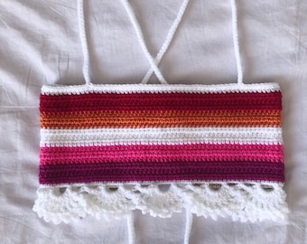 Pride Rainbow Cloud Crochet Bralette Top, Handmade Bralette Top ...