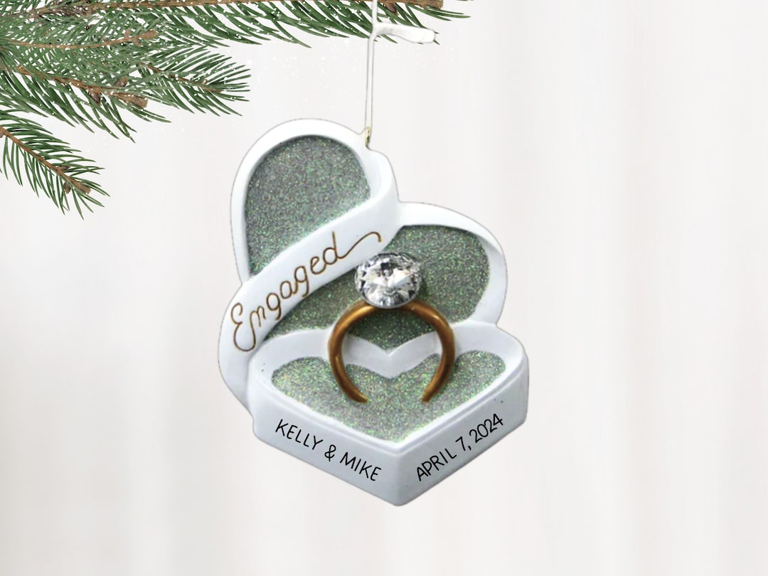 Gold Engagement Ring Personalized Keepsake Christmas Ornament for ...
