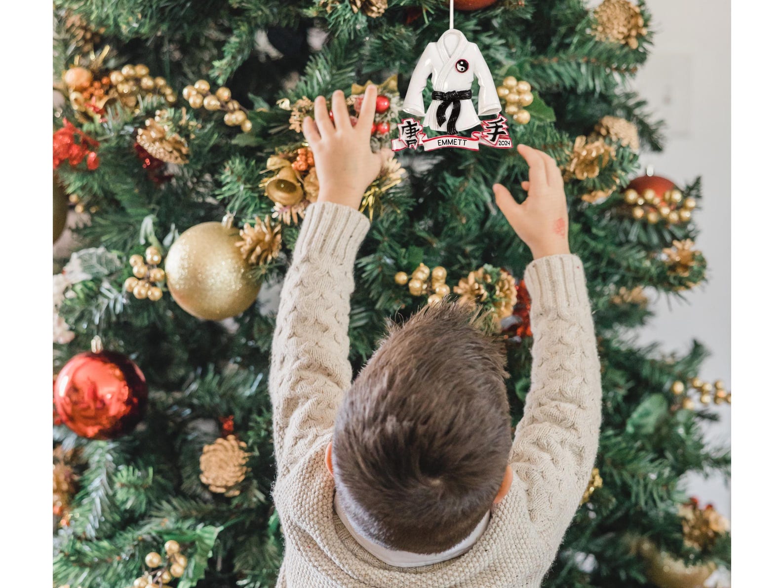 Personalized Karate Christmas Ornament, Karate Gi Hanging Holiday Tree ...