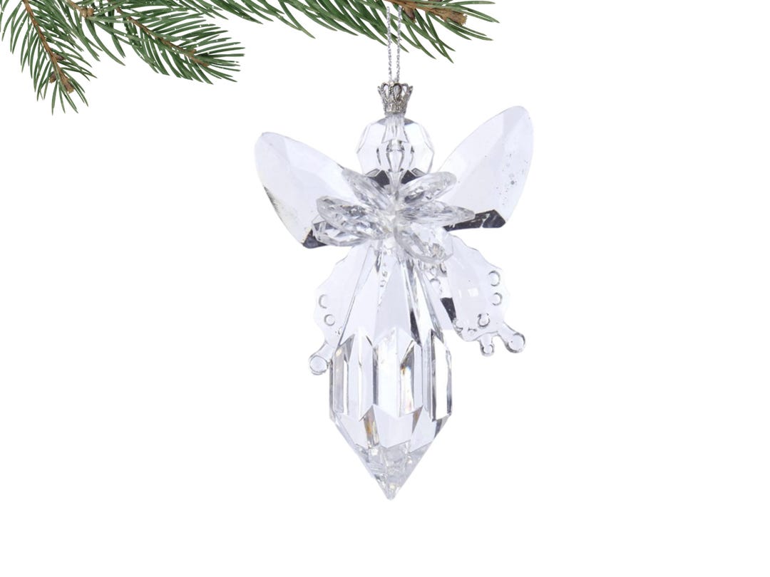 Angel Christmas Ornament, Clear Faceted Acrylic Hanging Angel ...