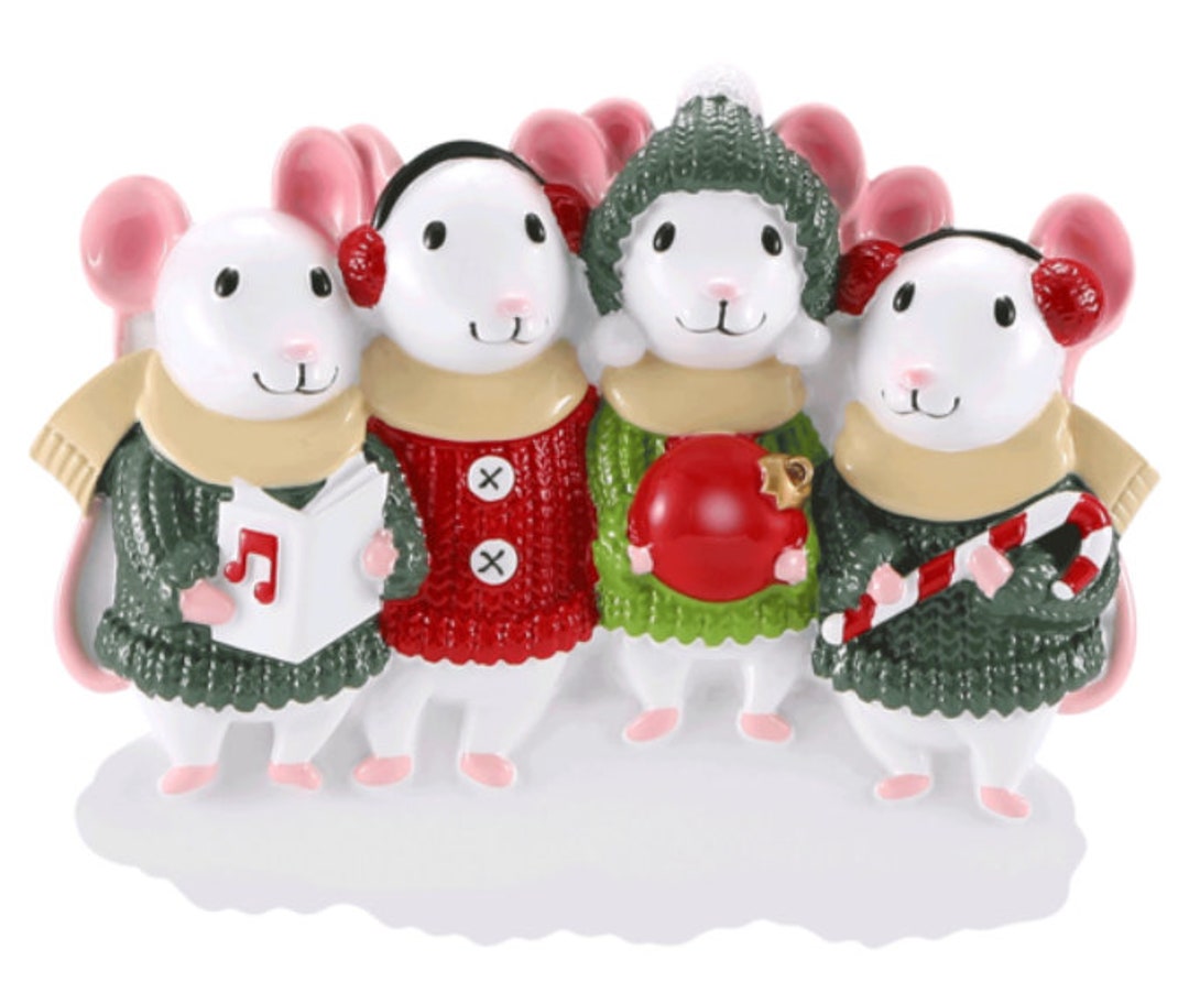 4 Mice With Sweaters Personalized Custom Hanging Ceramic Christmas ...