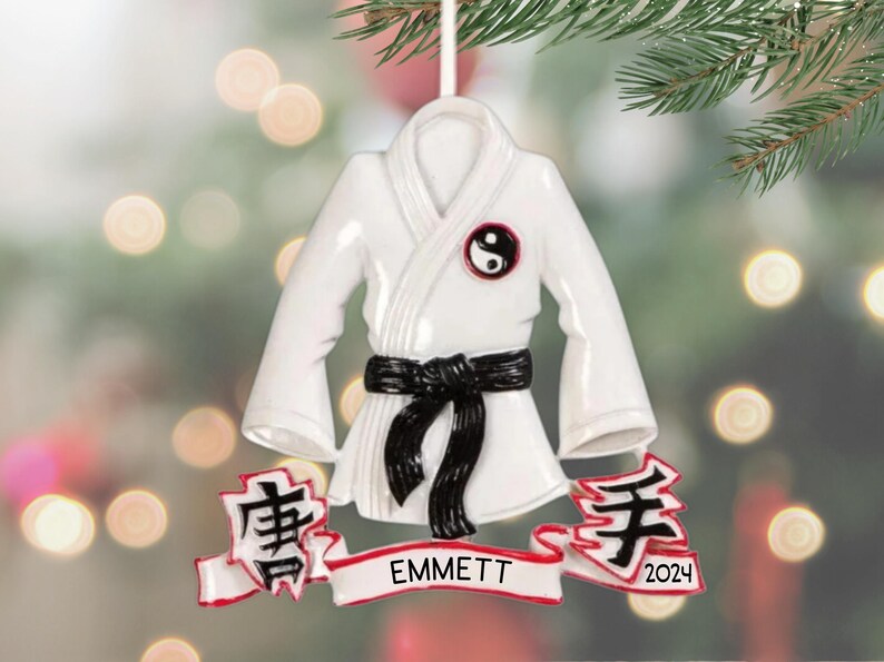 Personalized Karate Christmas Ornament, Karate Gi Hanging Holiday Tree ...