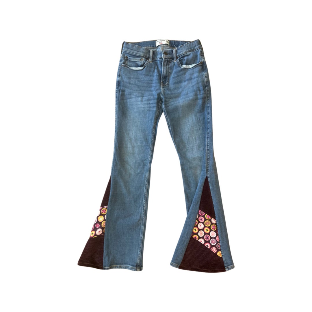 Girl's Berry Retro Corduroy Flares, Upcycled Jeans - Etsy