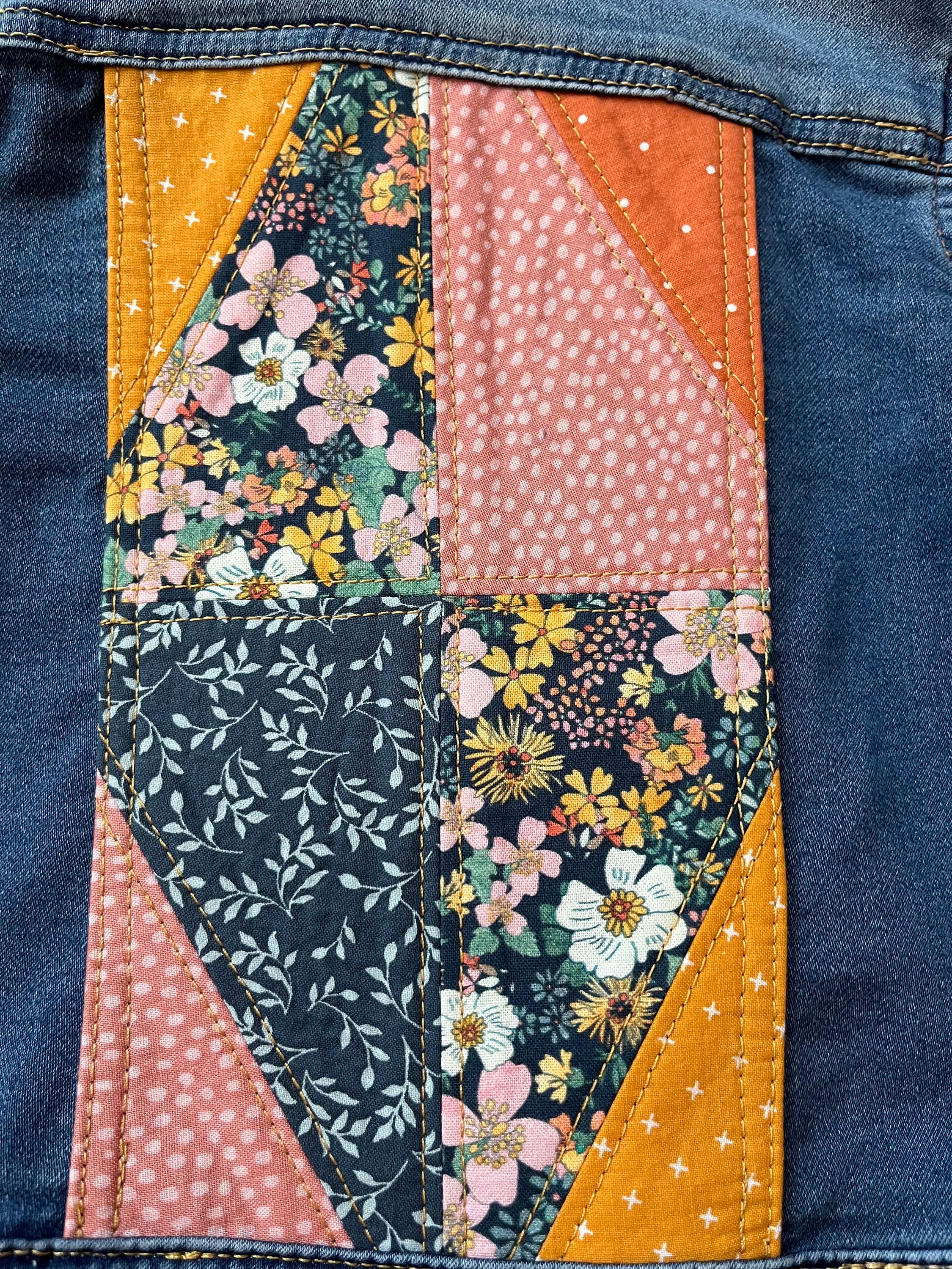 4T, Girls Quilted Patchwork Jacket, Upcycled Jean Jacket - Etsy