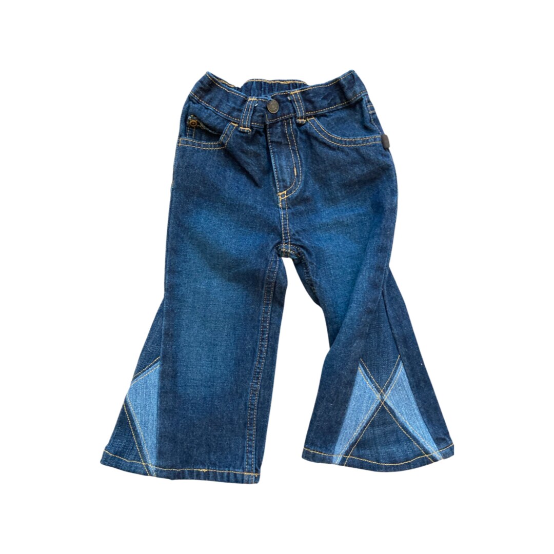 Baby Girl's Denim Patchwork Flares, Upcycled Jeans - Etsy