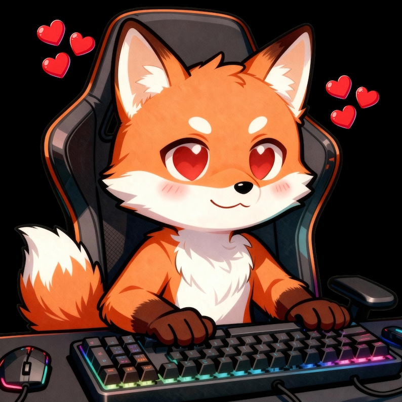 Premade Vtuber Model, Gamer Fox PNG Tuber for Twitch, Cute Furry Stream ...